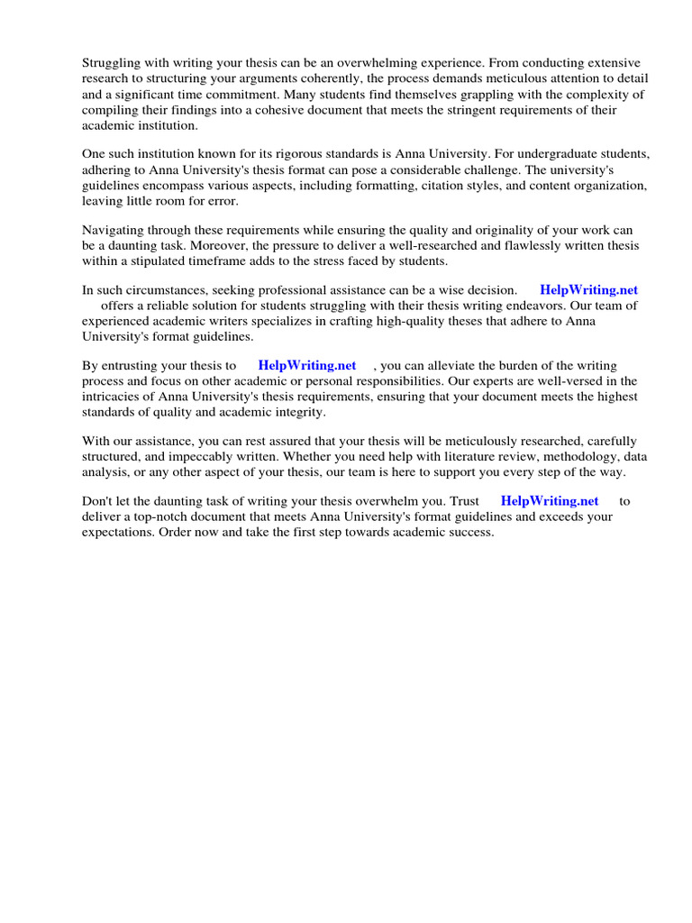 Anna University Thesis Format For Ug | PDF | Thesis | Paragraph