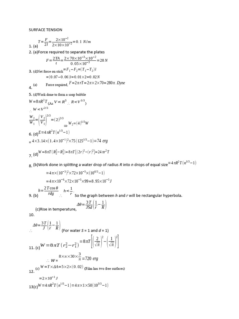 Surface Tension Thermometry - Solu | PDF | Celsius | Fahrenheit
