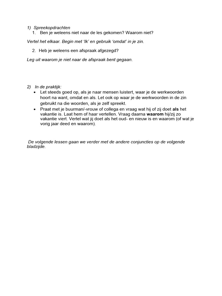 Conjuncties Spreekopdrachten | PDF
