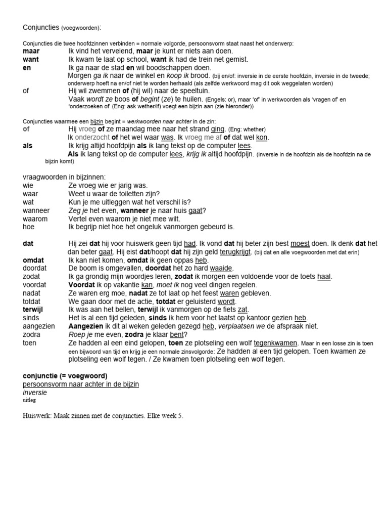 Conjuncties Voorbeeldzinnen en Zelf Zinnen Schrijven | PDF