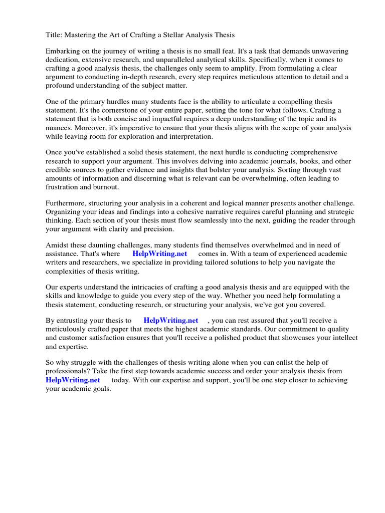 How To Write A Good Analysis Thesis | Download Free PDF | Essays | Thesis