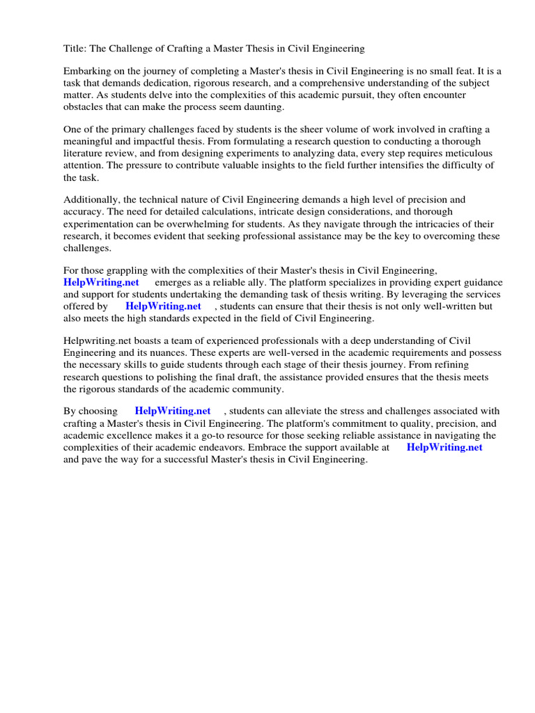 Master Thesis in Civil Engineering | Download Free PDF | Thesis ...