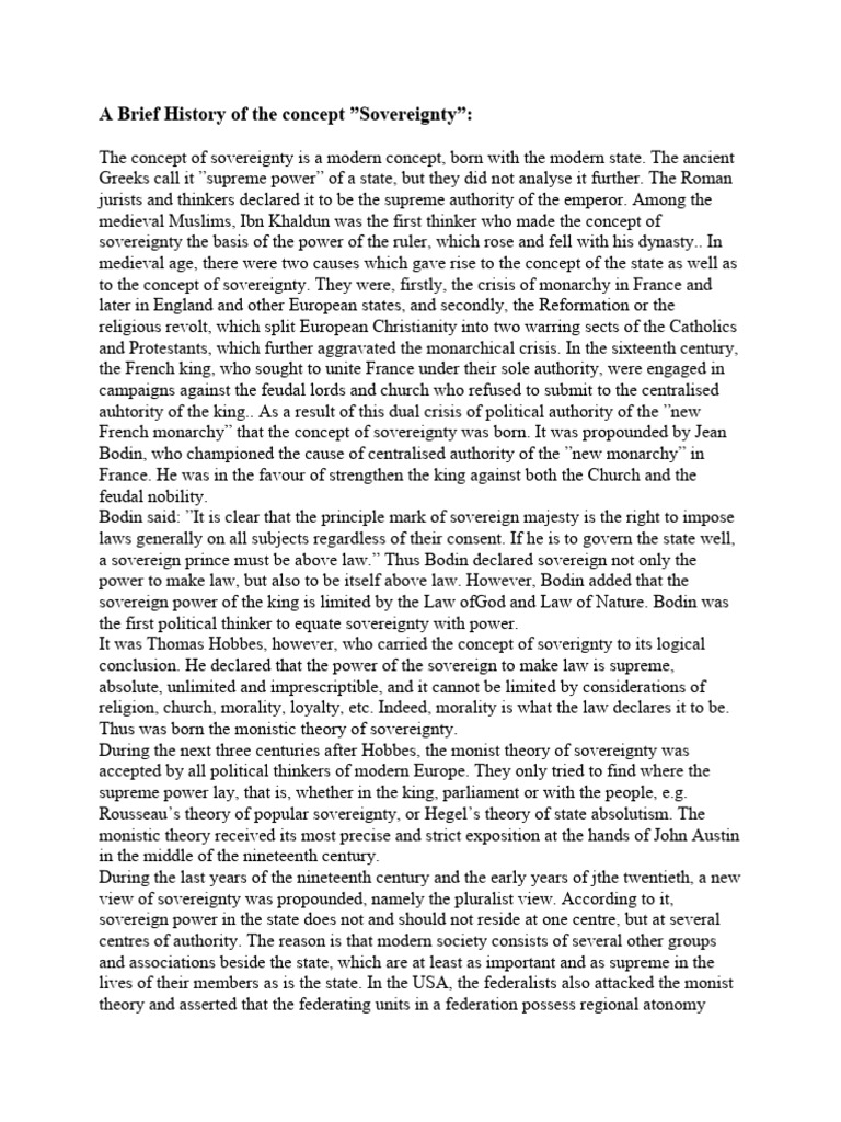 History of Sovereignty. | PDF | Sovereignty | State (Polity)