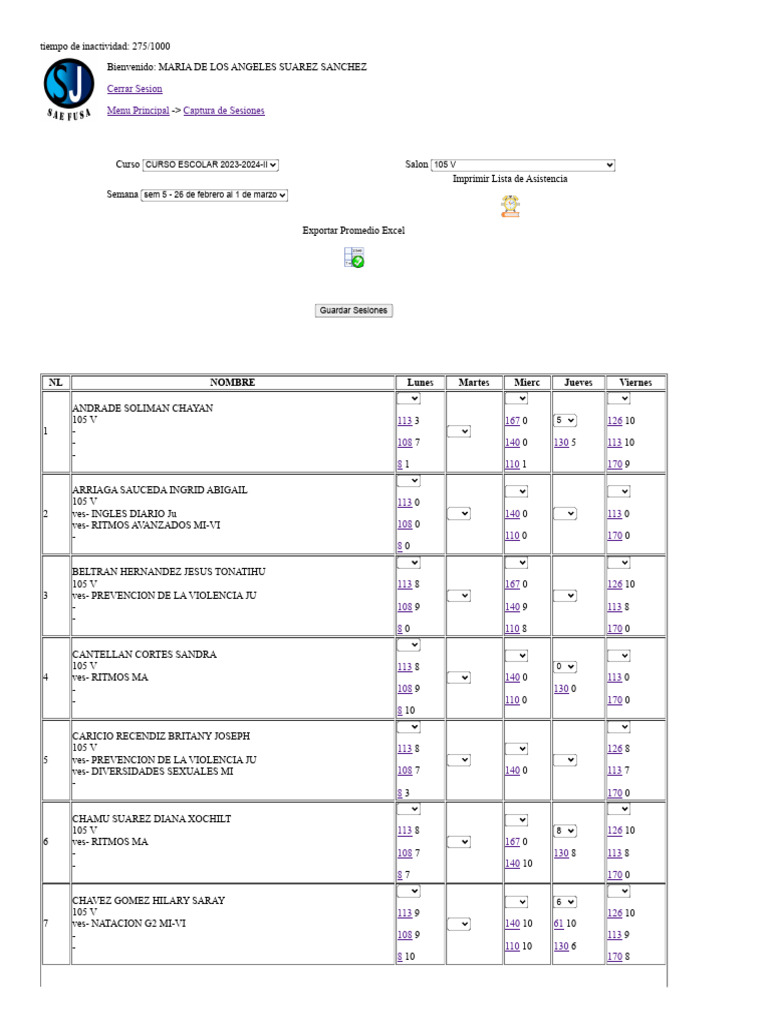 105v Calificaciones Semana 5 Del 26 de Febrero Al 01 de Marzo | PDF