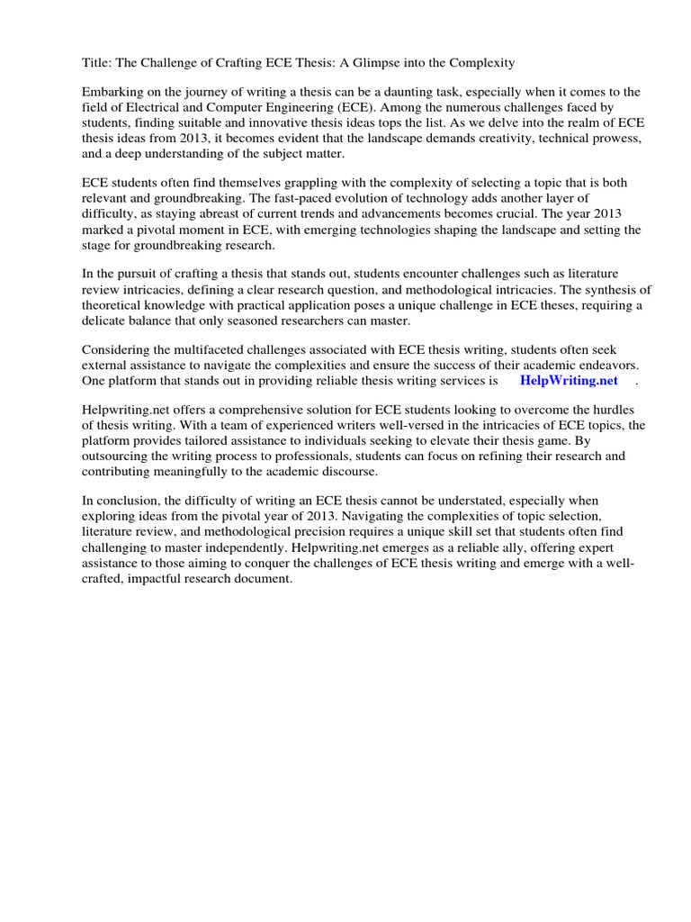 Ece Thesis Ideas 2013 | PDF | Thesis | Brand