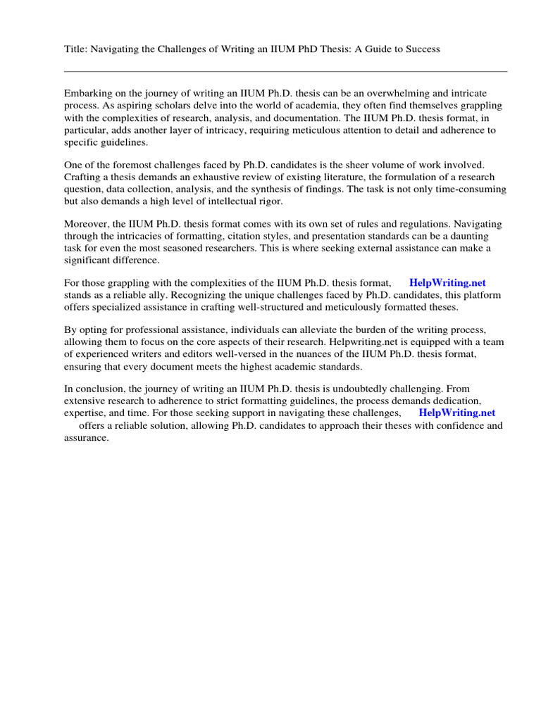 Iium PHD Thesis Format | PDF | Thesis | Essays