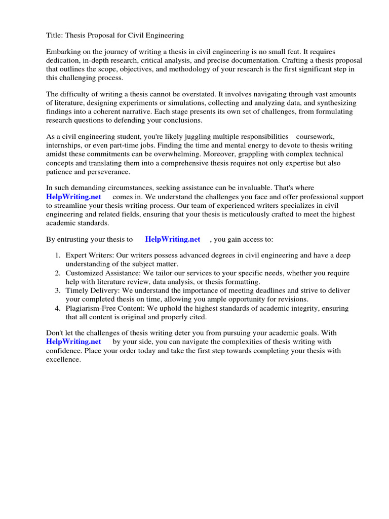 Title Thesis Proposal For Civil Engineering | PDF | Thesis | Engineering