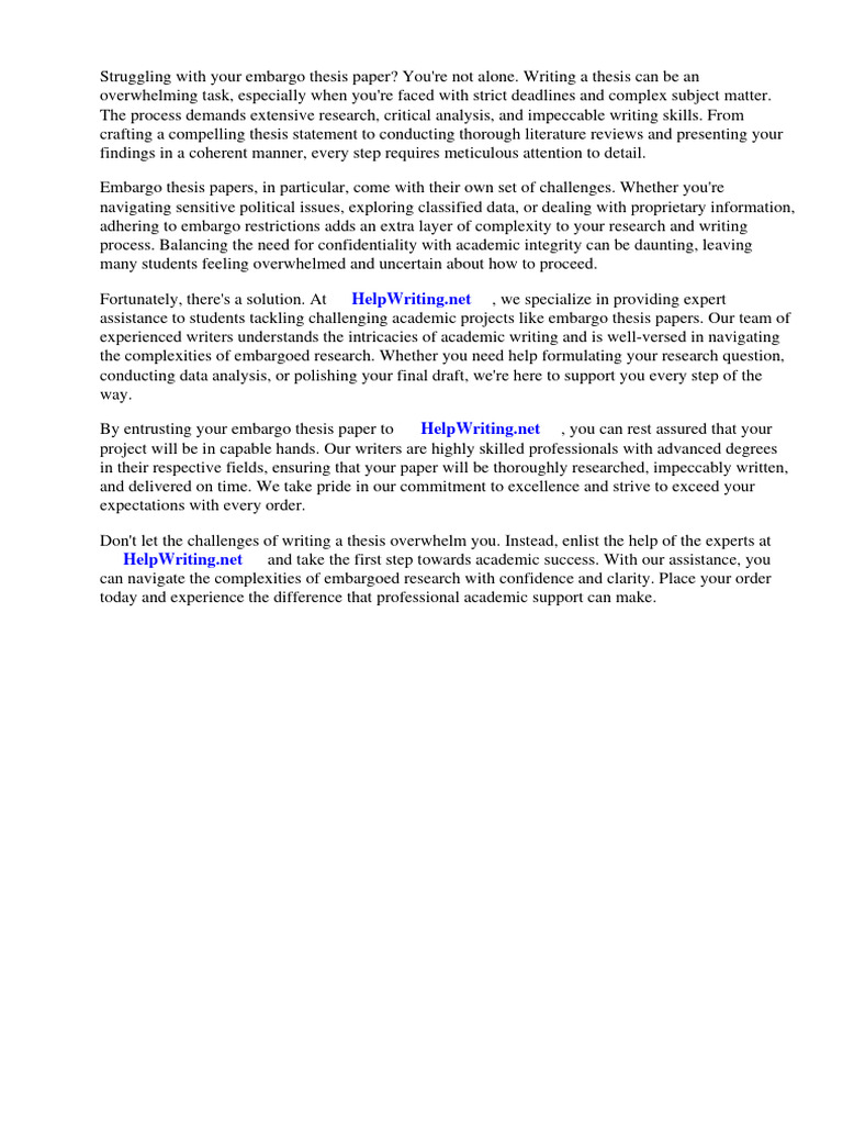 Embargo Thesis Paper | PDF | Thesis | Employment