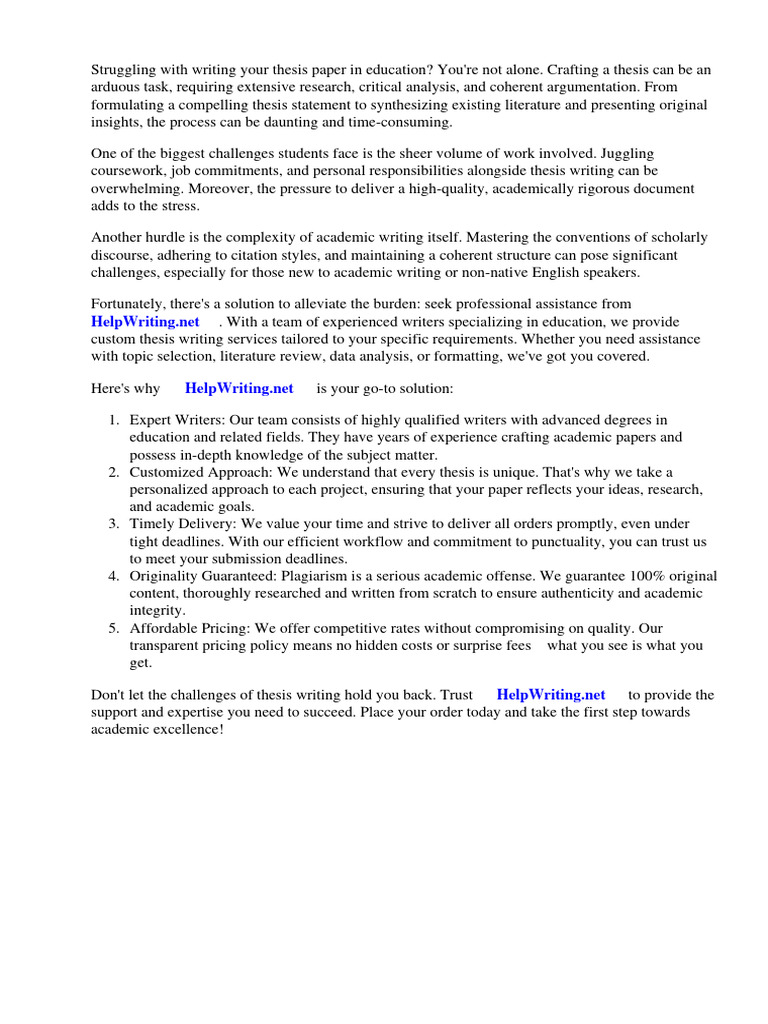 Example Of Thesis Paper In Education Pdf Thesis Plagiarism 4822