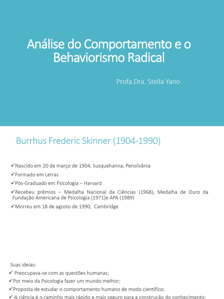 Análise do Comportamento e Behaviorismo Radical 2021 | PDF ...