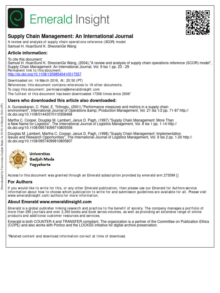 A Review and Analysis of Supply Chain Op | PDF | Mathematical ...