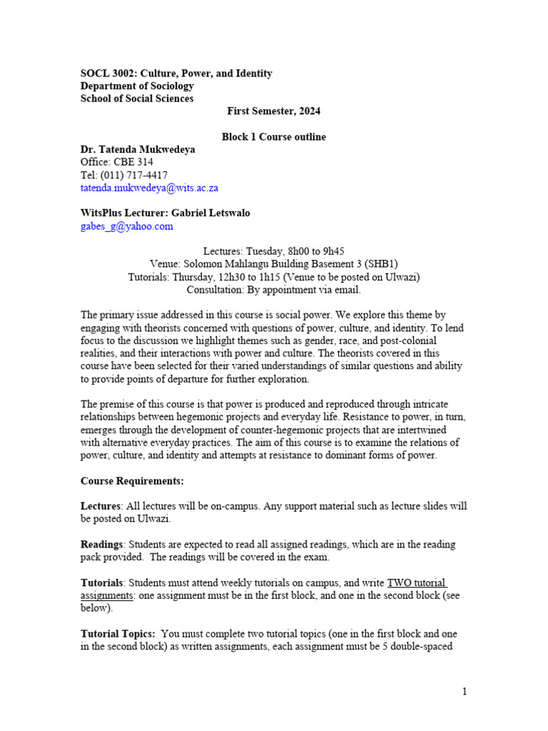 Culture, Power, and Identity Course | PDF | Antonio Gramsci ...