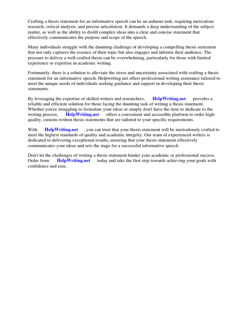Thesis Statement For A Informative Speech Pdf Essays Thesis