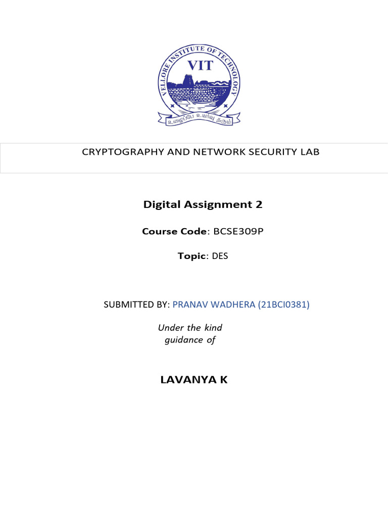 21bci0381 Cryptoda2 | PDF | Encryption | Key (Cryptography)