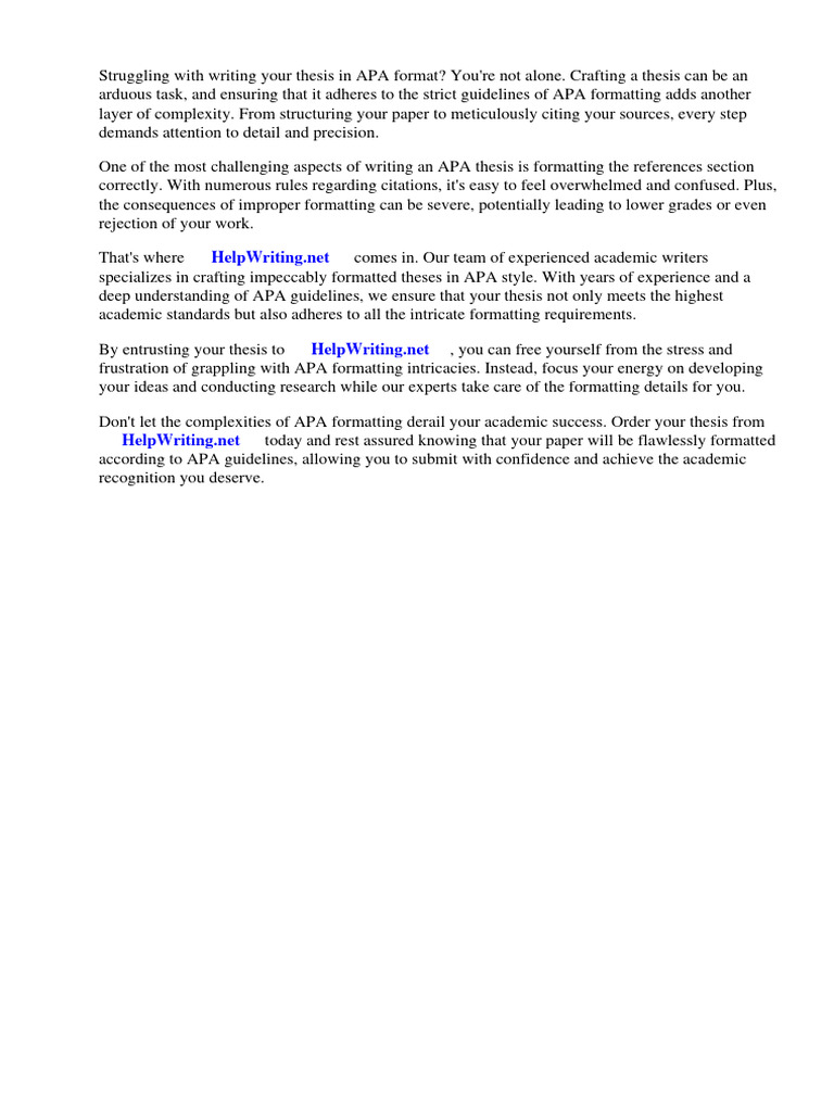 Apa Thesis Format References | PDF | Apa Style | Citation
