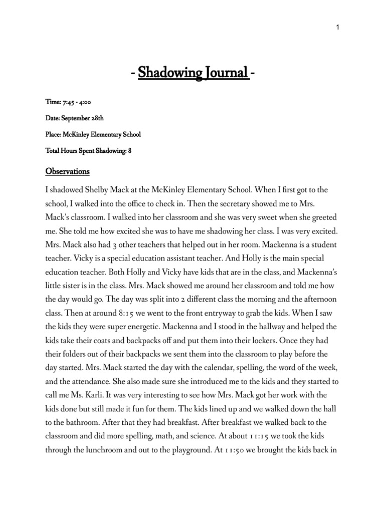 shadowing journal | PDF