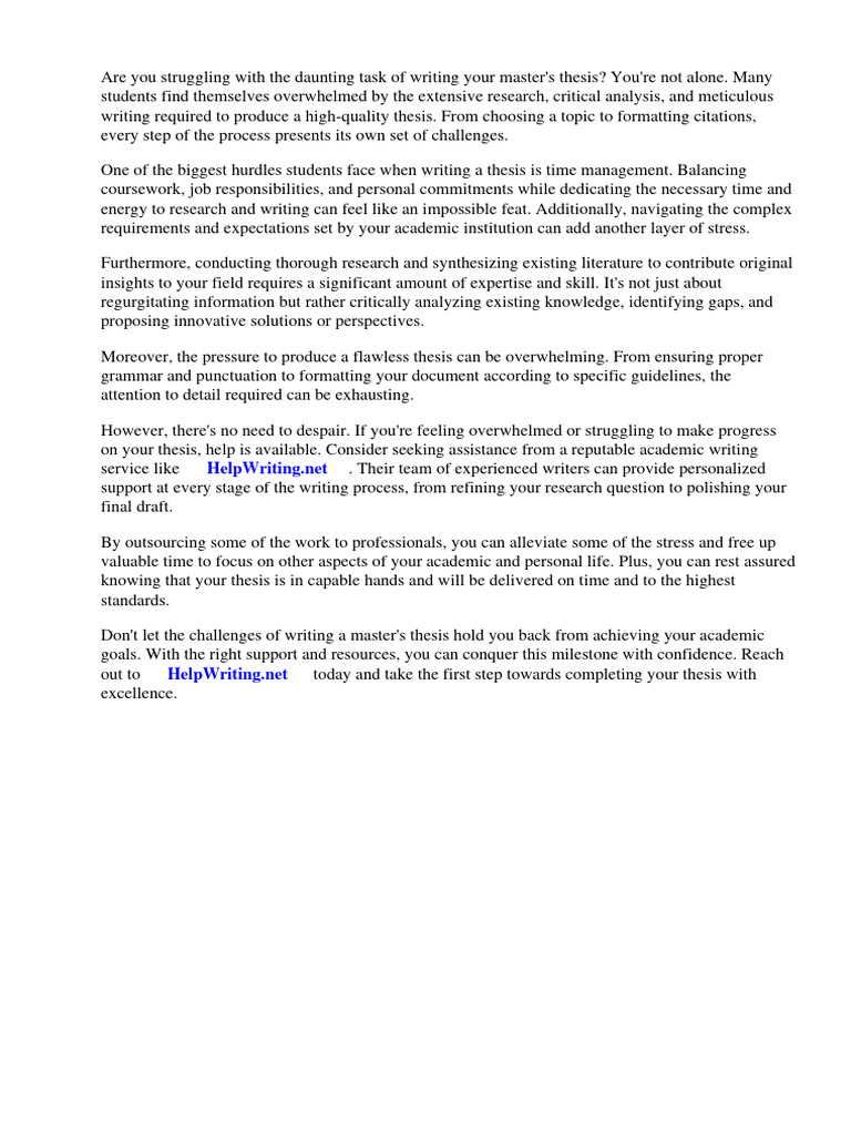 Doing Master Thesis | PDF