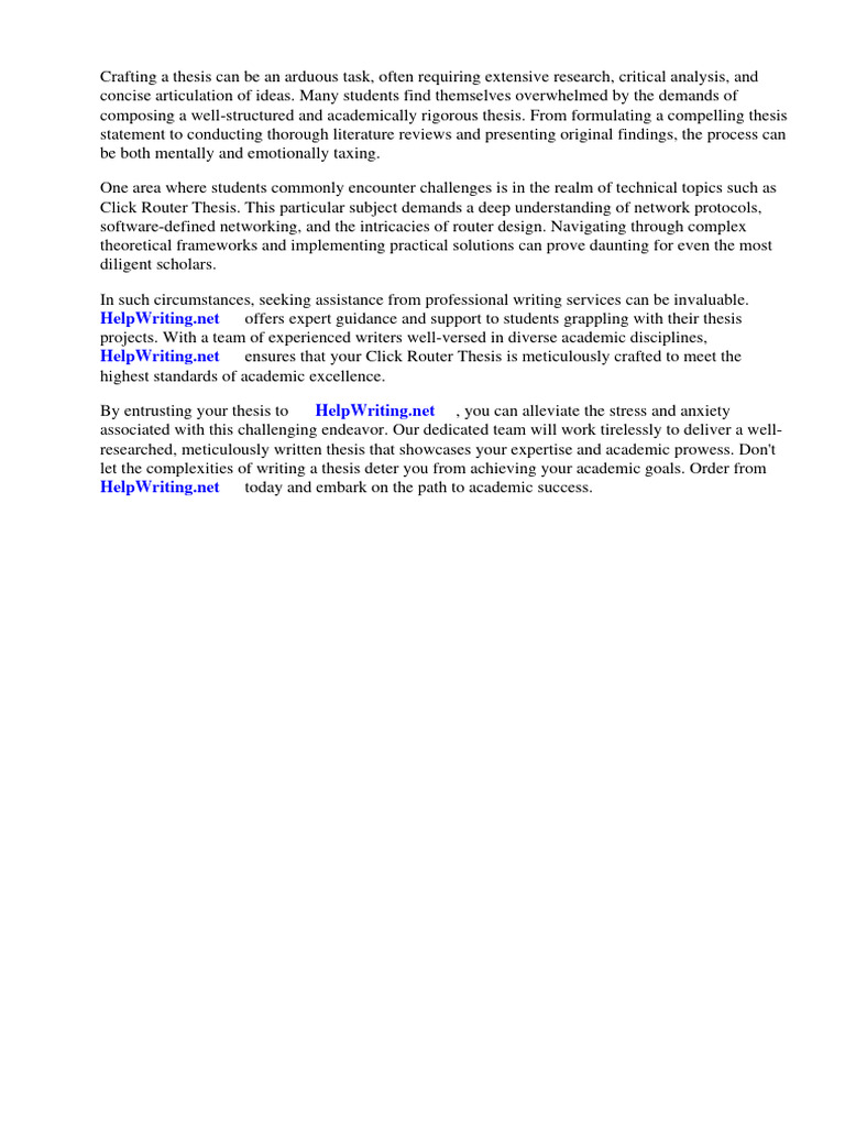 Click Router Thesis | PDF | Computer Network | Router (Computing)
