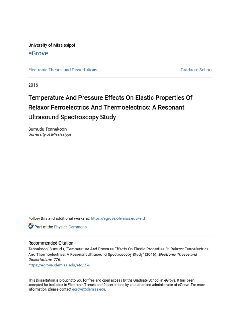 Temperature and Pressure Effects On Elastic Properties of Relaxor | PDF | Chemistry | Anisotropy