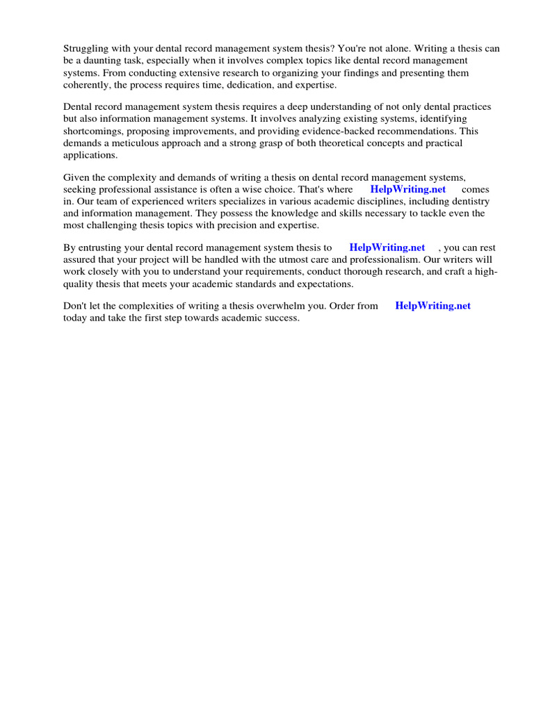 Dental Record Management System Thesis | PDF | Electronic Health Record ...