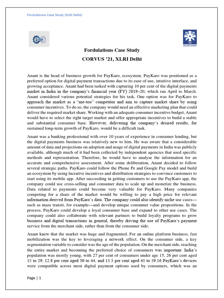 Corvus Case Study | PDF | Market (Economics) | Financial Markets