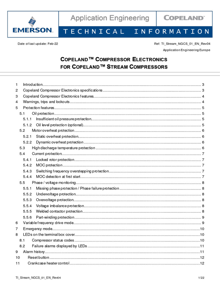 Copeland Compressor Electronics For Copeland Stream Compressors ...