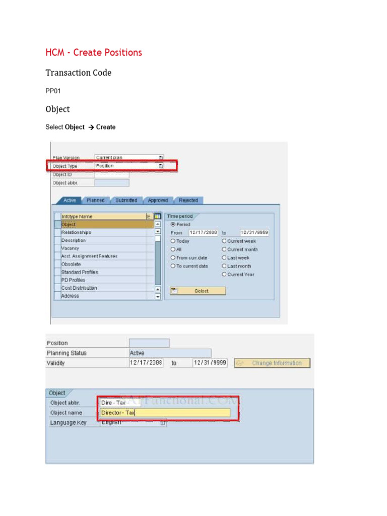 HCM - Create Positions | PDF