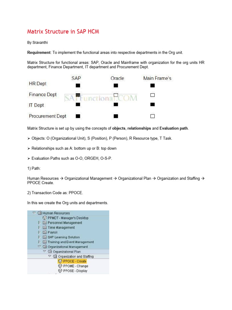 Matrix Structure in SAP HCM | PDF | Matrix (Mathematics) | Human Resources