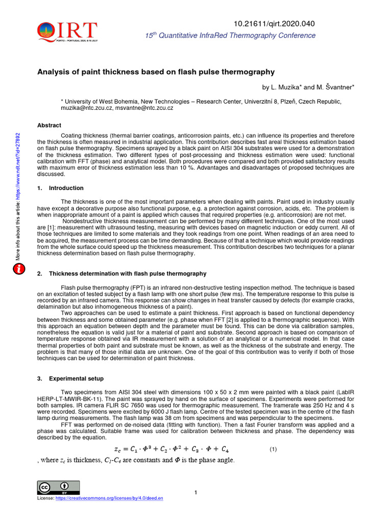 Analysis of Paint Thickness Based On Flash Pulse Thermography | Download Free PDF | Physical ...