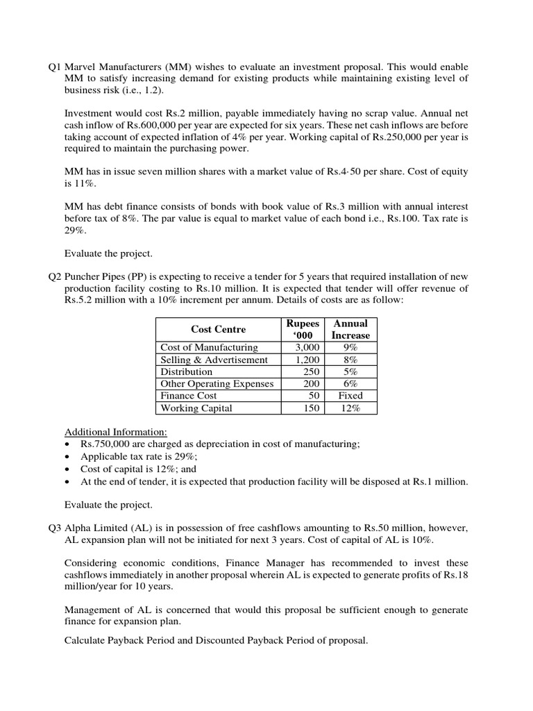 Investment Analysis for Companies | PDF | Cost Of Capital | Financial Markets