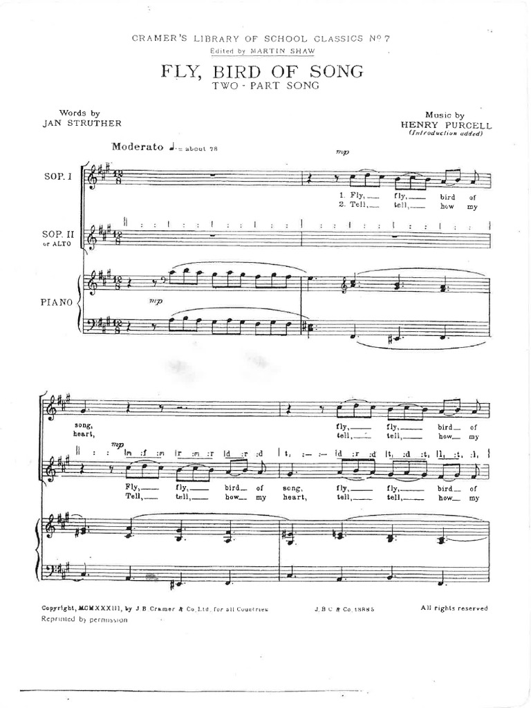 Purcell - Fly Birds of Song | PDF