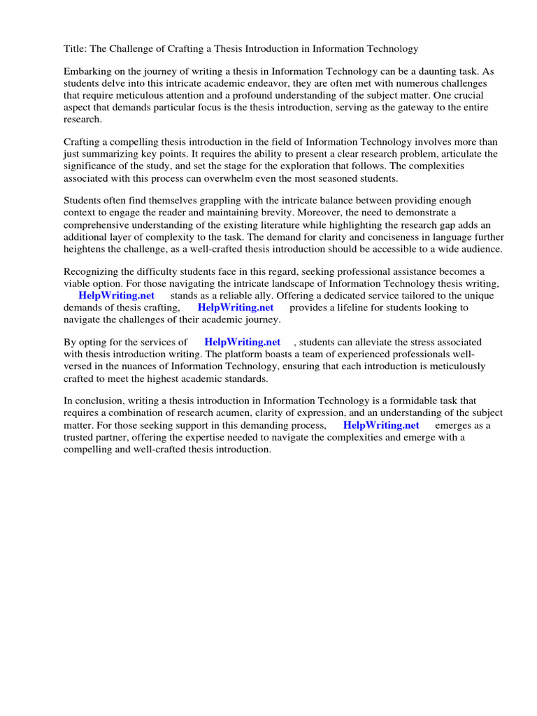 Thesis Introduction Information Technology | PDF | Operating System ...