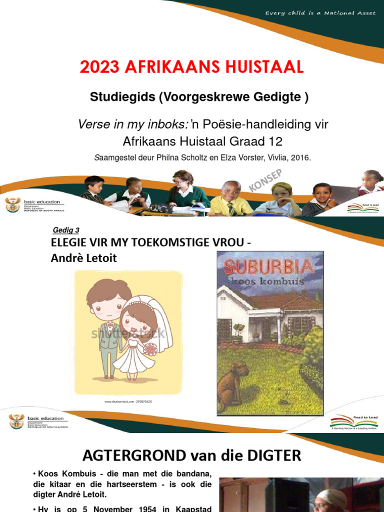 Gedig 3 - GR 12 - 2023 - Afrikaans HL - Elegie Vir My Toekomstige Vrou ...