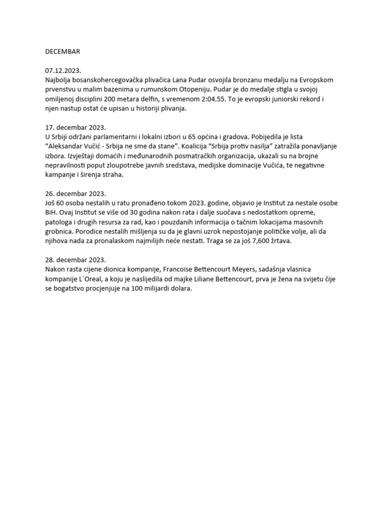 TV Kalendar Dodatak Decembar | PDF