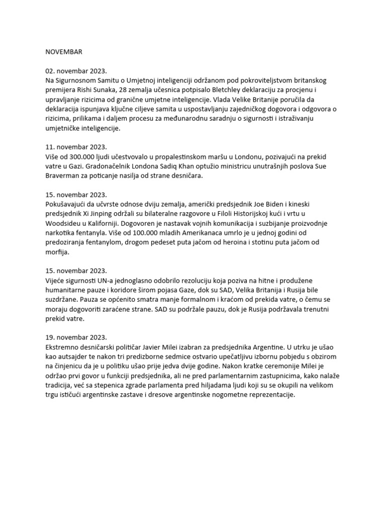 TV Kalendar Dodatak Novembar | PDF