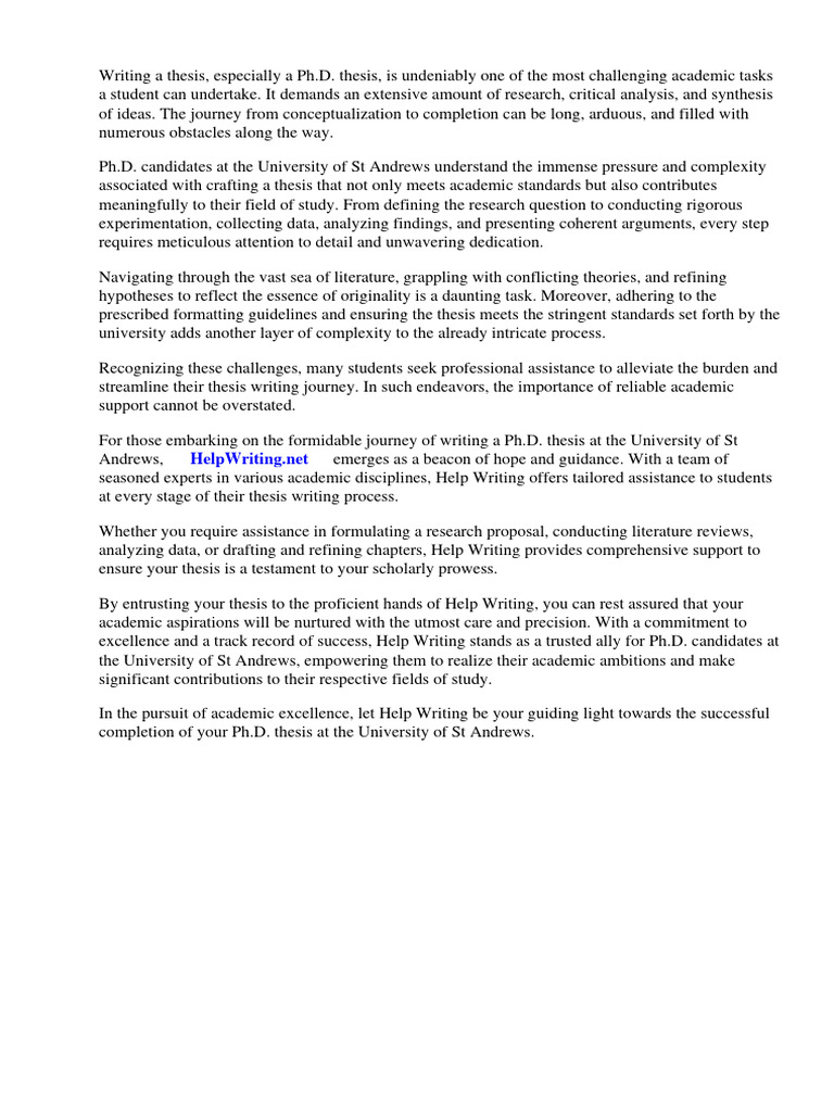 PHD Thesis University of ST Andrews | PDF | Thesis | Doctor Of Philosophy