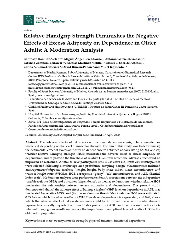 2020 Relative Handrgrip Strength Diminishes | PDF | Abdominal Obesity ...