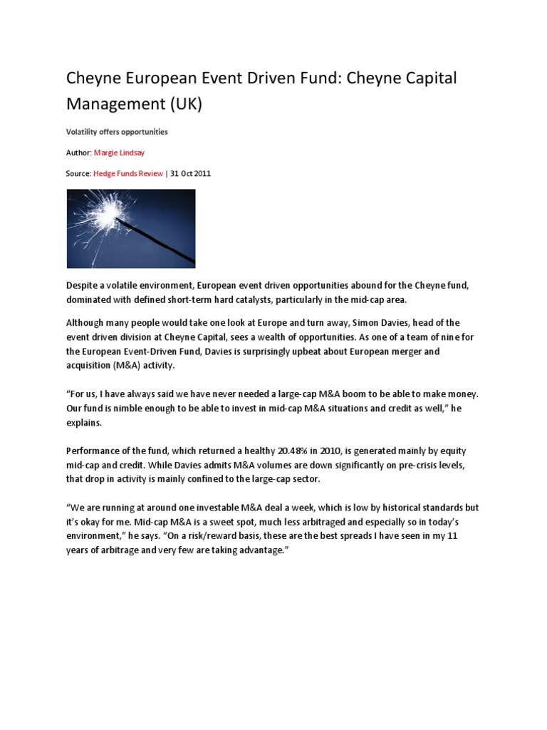 Cheyne Capital Management European Event Driven Fund | PDF | Mergers ...