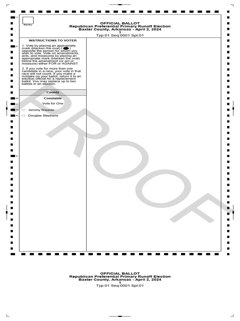 Baxter Co April 2 Runoff Ballot Sample Pdf Two Round System