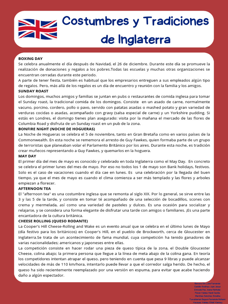 Costumbres y Tradiciones de Inglaterra | PDF | Inglaterra | Cocina