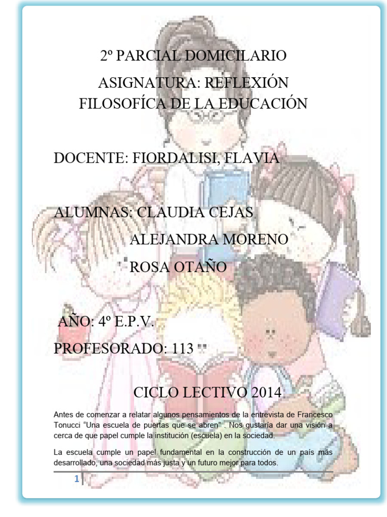 2º Parcial Domicilario Fiordalisi | PDF | Enseñando | Maestros
