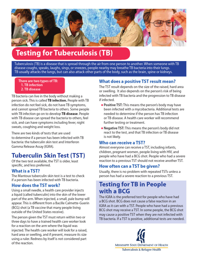 Testing For Tuberculosis (TB) : Tuberculin Skin Test (TST) | PDF ...
