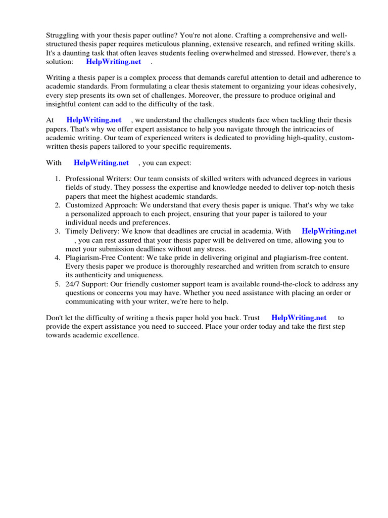 Example Thesis Paper Outline | PDF | Thesis | Essays