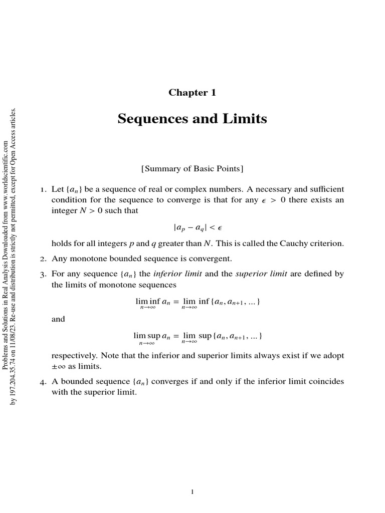 Sequences and Limits in Real Analysis | PDF