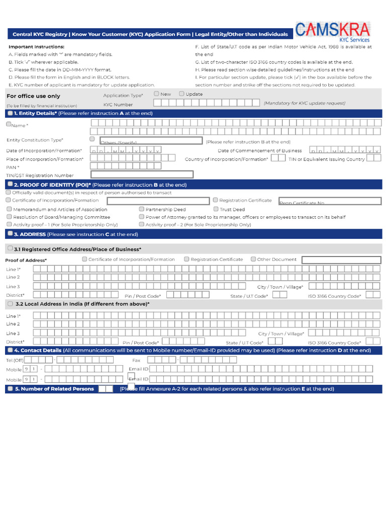 Paper Based KYC For Non-Individuals | PDF
