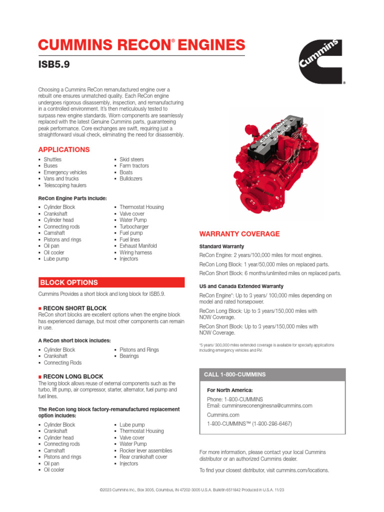 Cummins Recon Engines: Applications | PDF | Piston | Engines