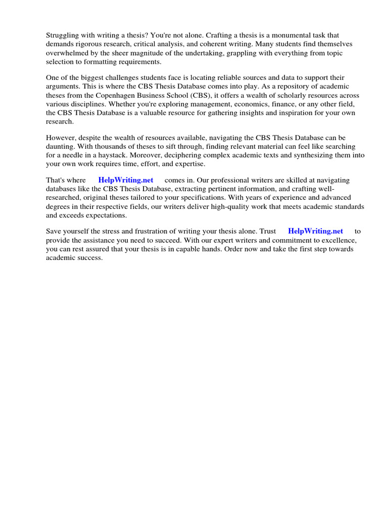 Cbs Thesis Database | PDF