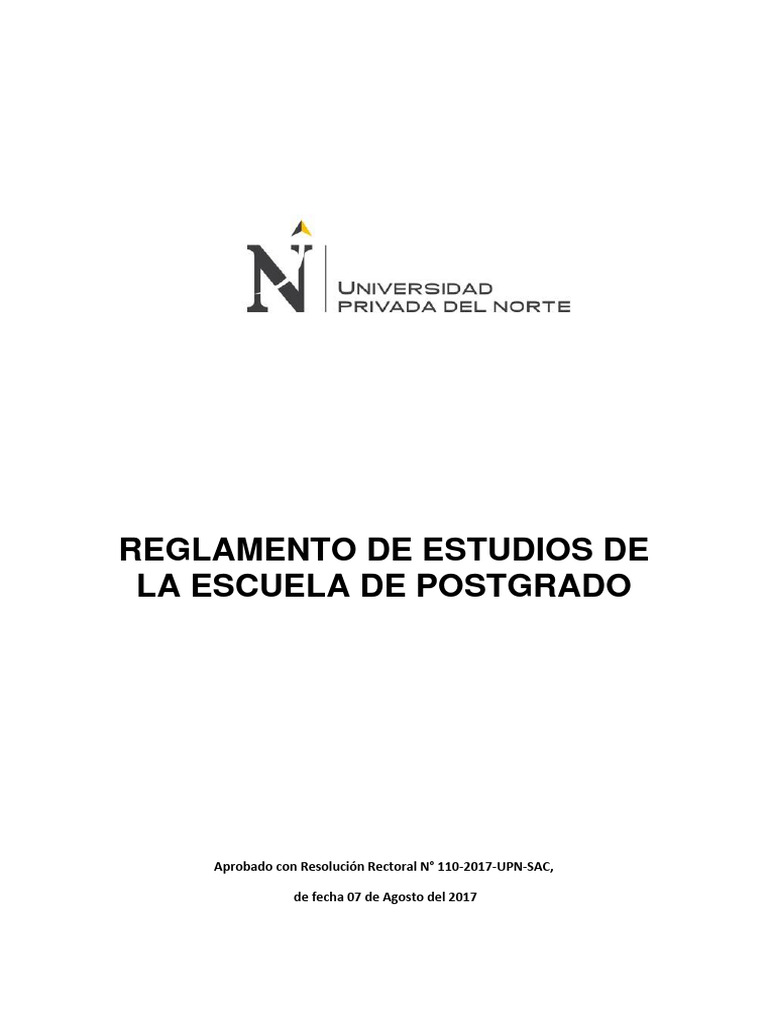 Reglamento de Estudios de La Escuela de Postgrado | Descargar gratis PDF | Universidad | Titulo ...