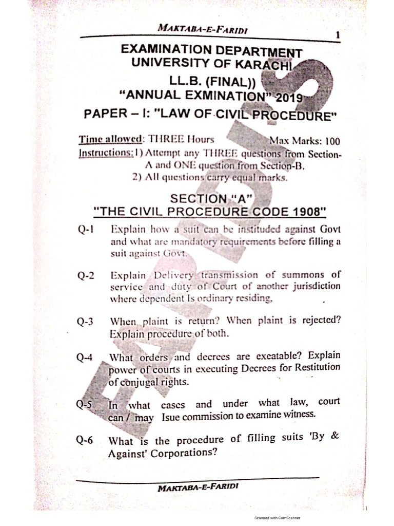LLB Part 3 (2019) Papers | PDF