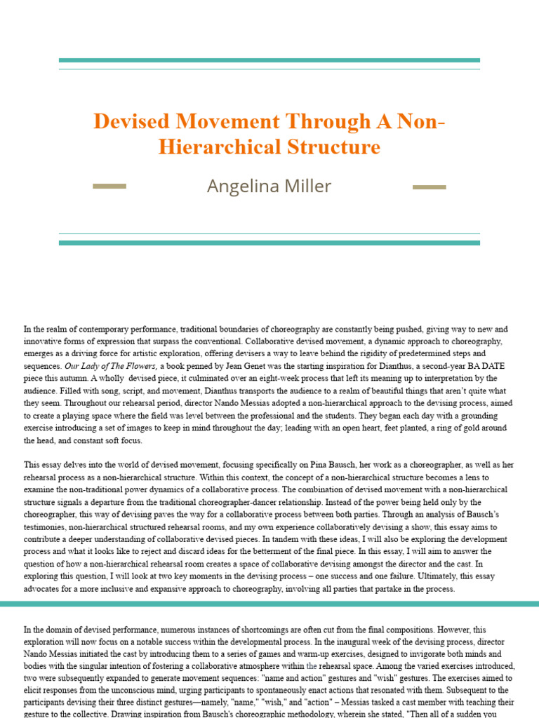 Devised Movement Through A Non Hierarchical Structure | PDF | Dances ...